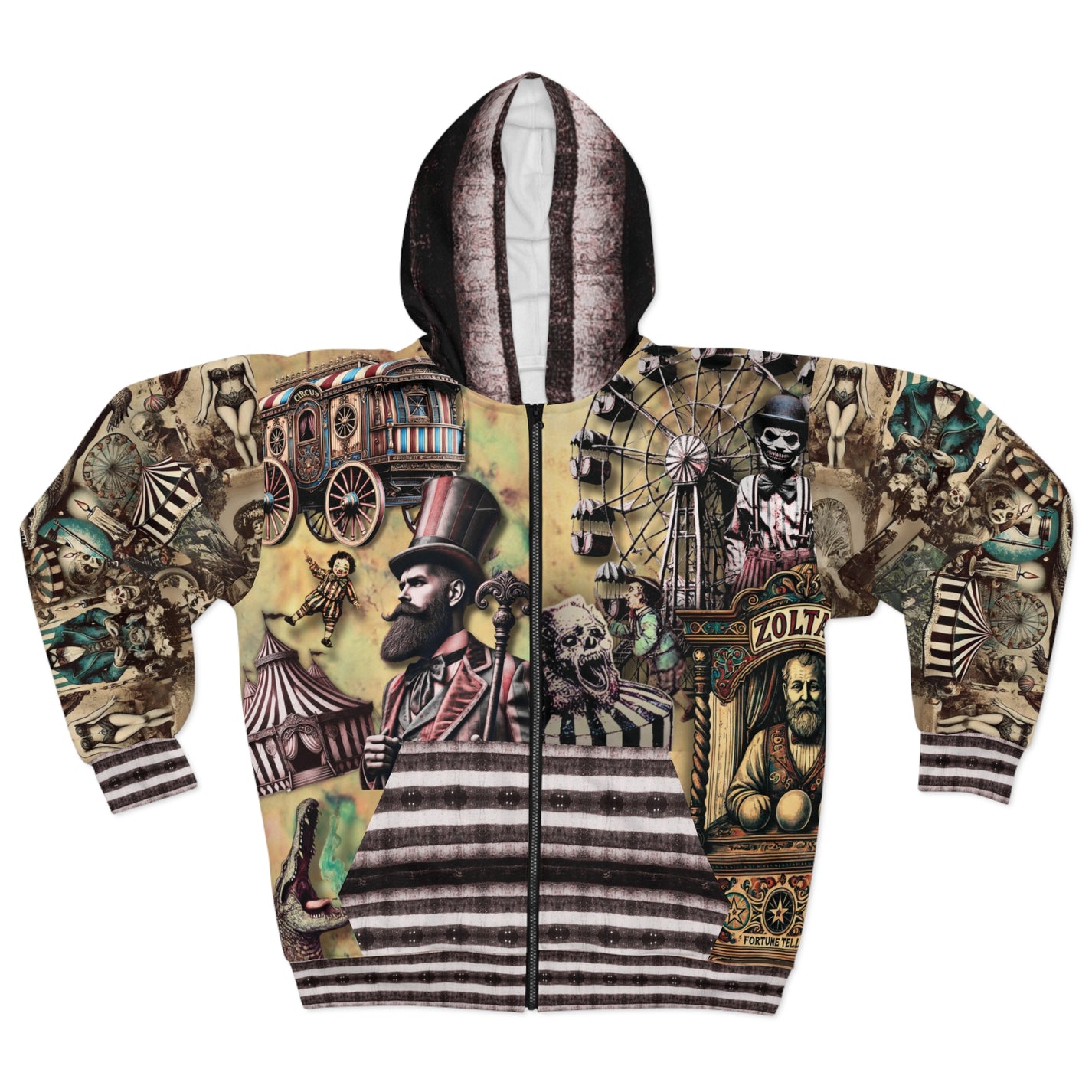 Unisex All-Over Print Zip-Up Hoodie - Gothic Vintage Circ… – Invaluable ...